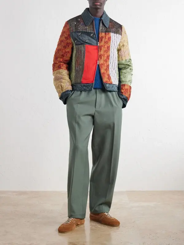 Dries Van Noten Embellished Patchwork Canvas And Jacquard Blouson Jacket