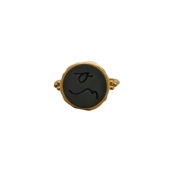 CLAIRE HILL DESIGNS Difficult Onyx Gold Ring - Black