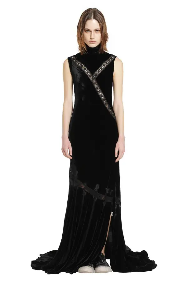ANN DEMEULEMEESTER Agno X-long Dress In Fluid Velvet