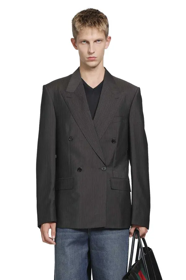 Gucci Pinstripe Wool Mohair Blazer