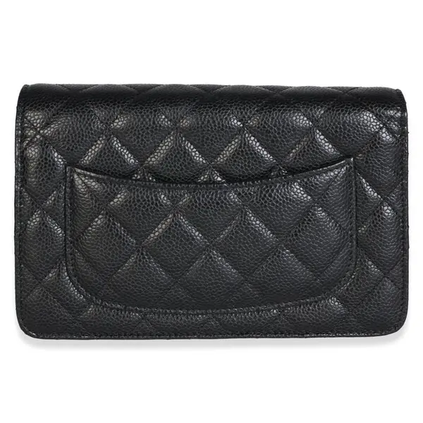 Chanel Quilted Caviar Classic Wallet On Chain - Black