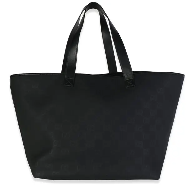 Gucci Embossed Rubber Effect Edge Tote Bag - Black