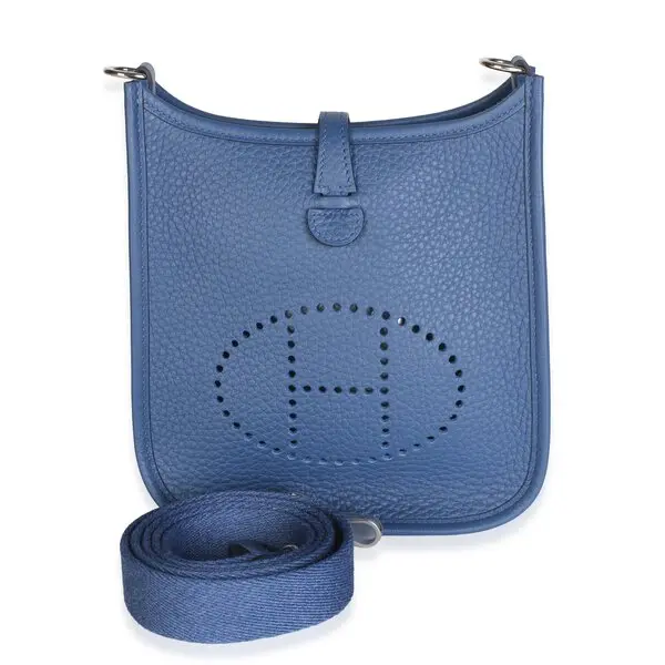Hermès Bleu Tie Clemence Evelyne Tpm 16 Phw - Blue
