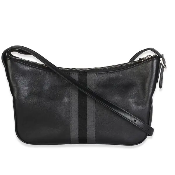 Gucci Calfskin Web Lunetta Crossbody Bag - Black