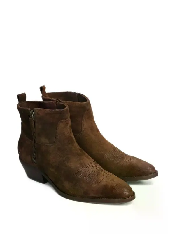 JULIE DEE Western-style Embroidered Ankle Boots