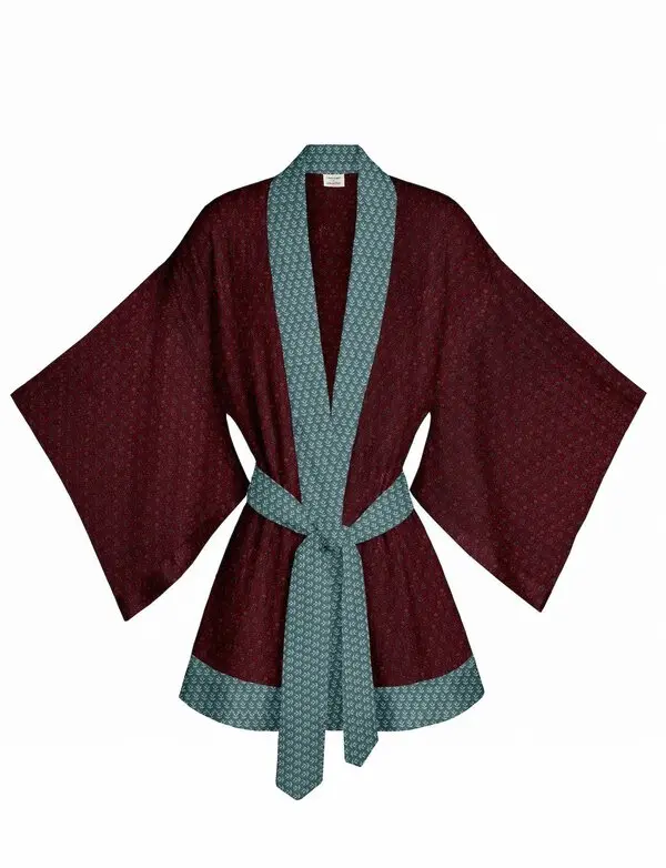 ARTEMIS MUSE One Of A Kind Recyled Sari Kimono Unique One Hund And Twelve - Red