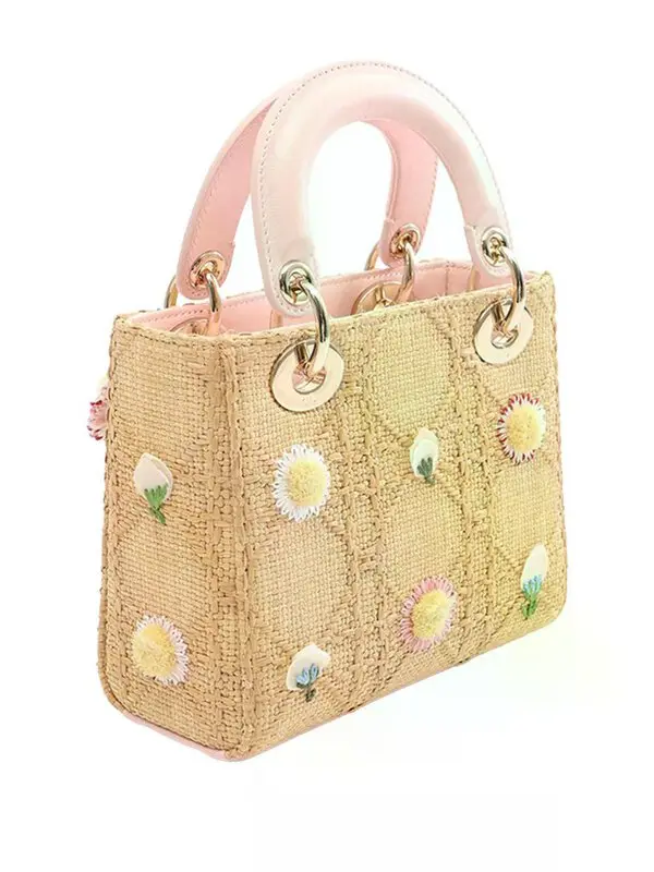Dior 2000-2026 Mini Raffia Cannage Lady Satchel