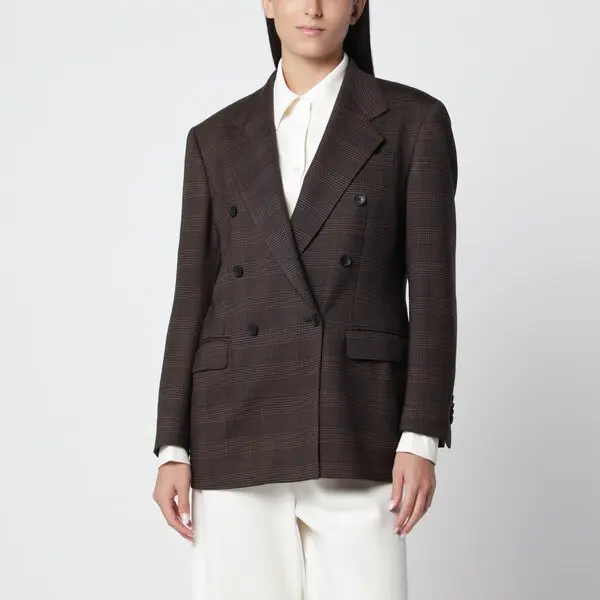 Tagliatore Prince Of Wales-check Double-breasted Jacket - Brown