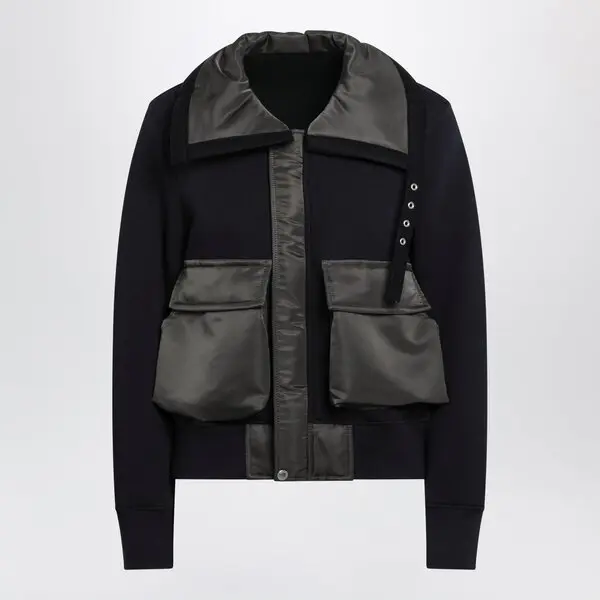 Sacai Navy Blue/khaki Green Jacket In Cotton Blend - Multicolor