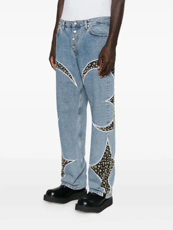 THUG CLUB Studded Straight-leg Jeans