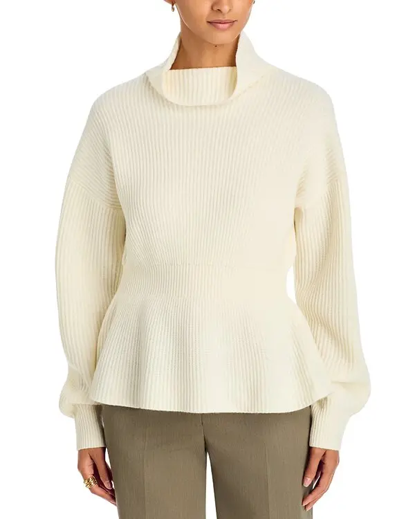 Theory Wool & Cashmere Cinch Waist Sweater - Ivory