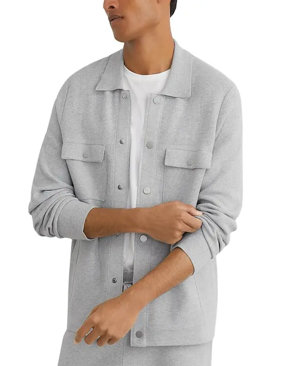 REISS Plaistow Milano Knit Overshirt - Soft Grey