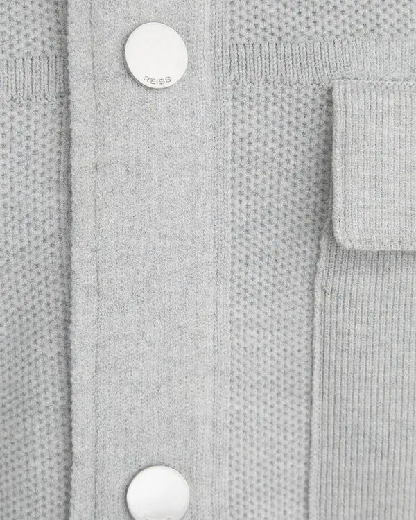 REISS Plaistow Milano Knit Overshirt - Soft Grey