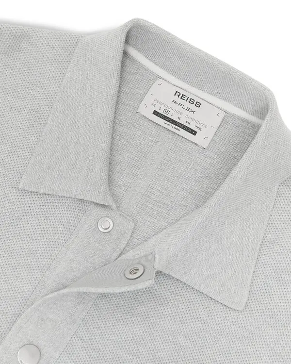 REISS Plaistow Milano Knit Overshirt - Soft Grey