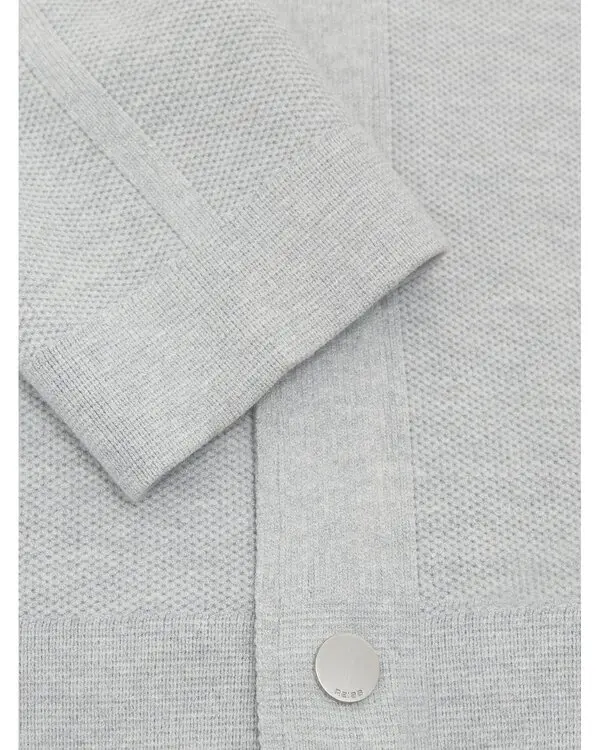 REISS Plaistow Milano Knit Overshirt - Soft Grey