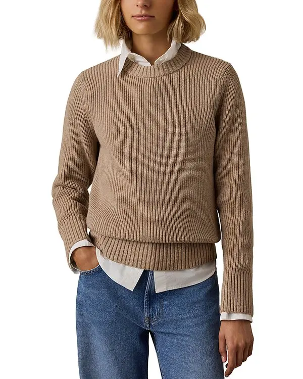 Faherty Brand Northshore Cotton & Wool Crewneck Sweater - Oatmeal