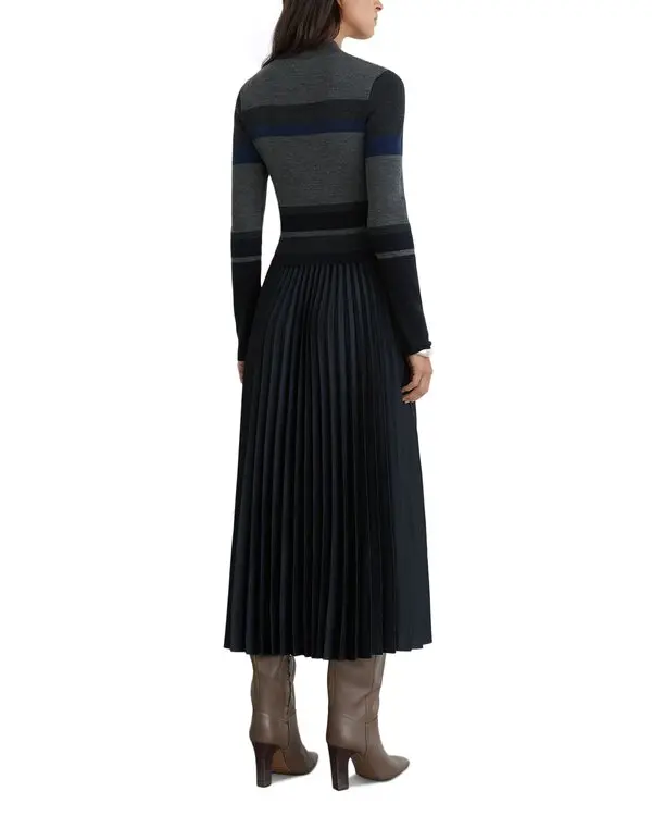 REISS Petites Wool Blend Stripe Midi Dress