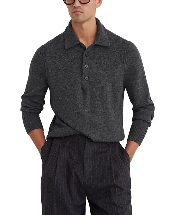 REISS County Wool & Cashmere Half Button Polo Sweater