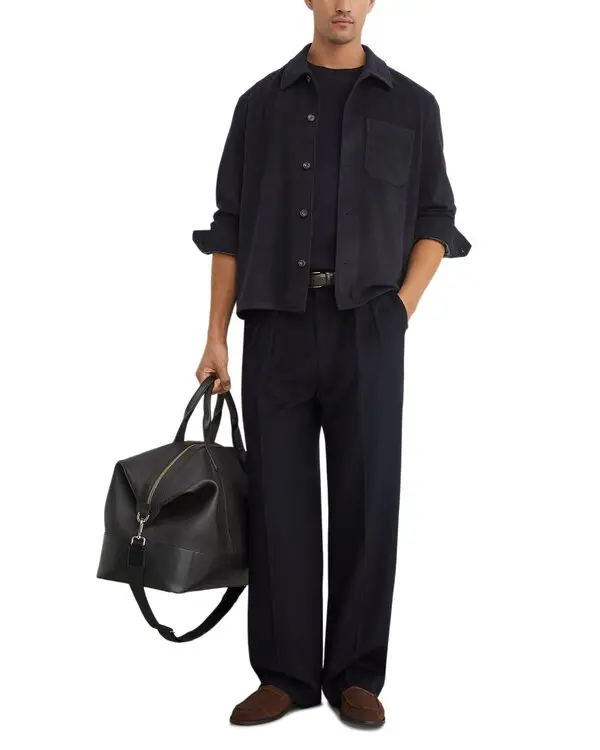 REISS Collin Point Collar Brushed Pocket Overshirt