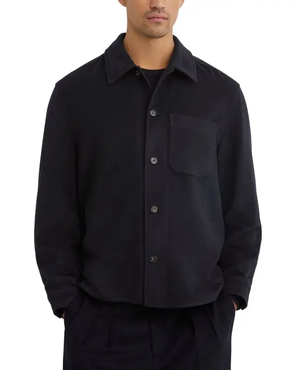 REISS Collin Point Collar Brushed Pocket Overshirt