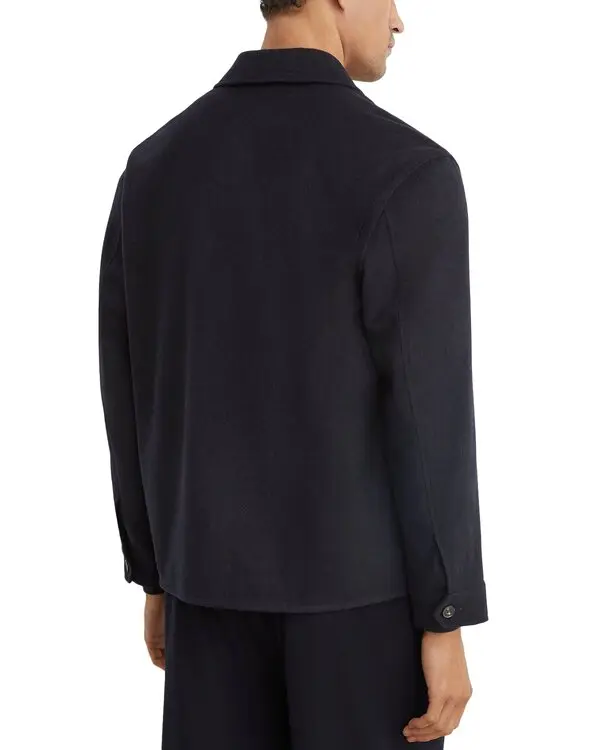 REISS Collin Point Collar Brushed Pocket Overshirt