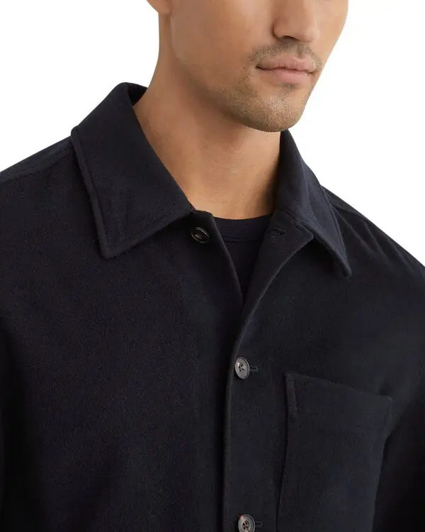 REISS Collin Point Collar Brushed Pocket Overshirt