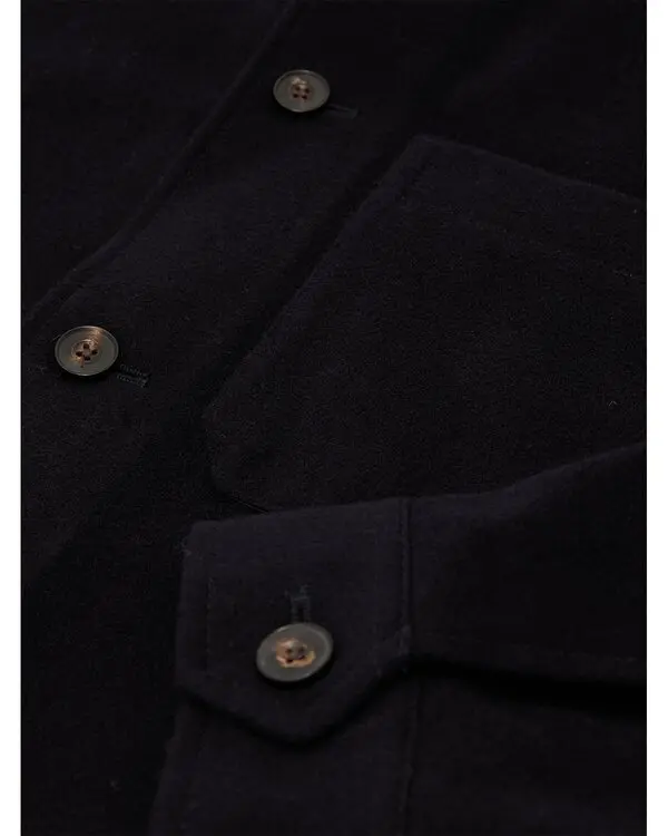 REISS Collin Point Collar Brushed Pocket Overshirt
