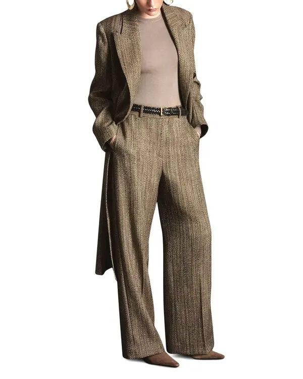 REISS Inessa Textured Herringbone Trousers