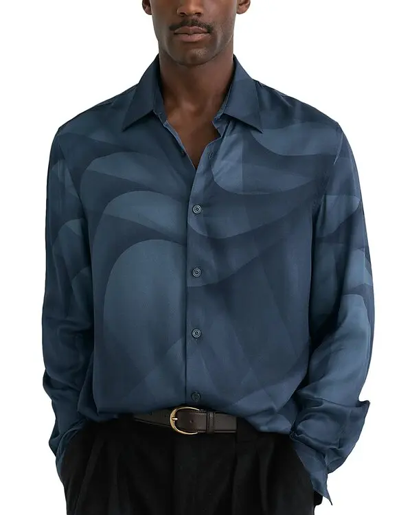 REISS Ballard Long Sleeve Abstract Print Shirt