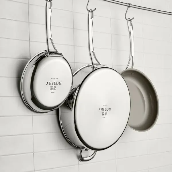 ANOLON Everlast Stainless Steel Ceramic Nonstick Saute Pan With Lid, 5 Quart