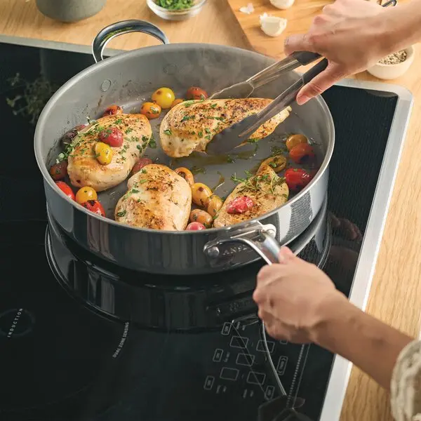 ANOLON Everlast Stainless Steel Ceramic Nonstick Saute Pan With Lid, 5 Quart
