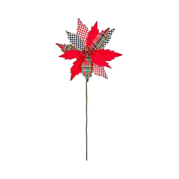 MACKENZIE-CHILDS Timeless Tartan Poinsettia Stem