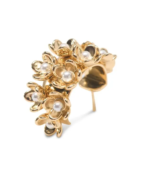 Maje Imitation Pearl Flower C Hoop Earrings