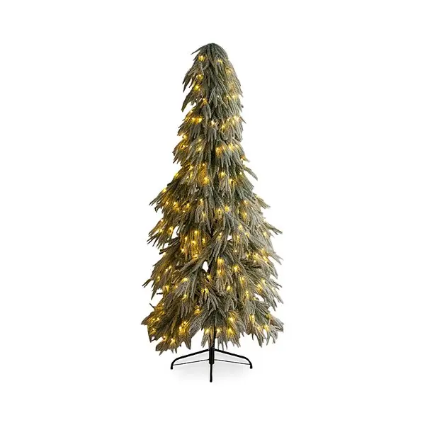 NEARLY NATURAL 6' Pre Lit Artificial Flocked Down Swept Tree