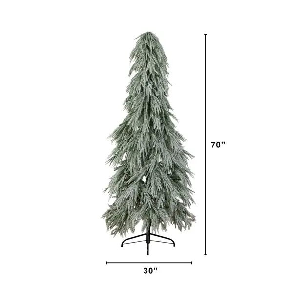 NEARLY NATURAL 6' Pre Lit Artificial Flocked Down Swept Tree