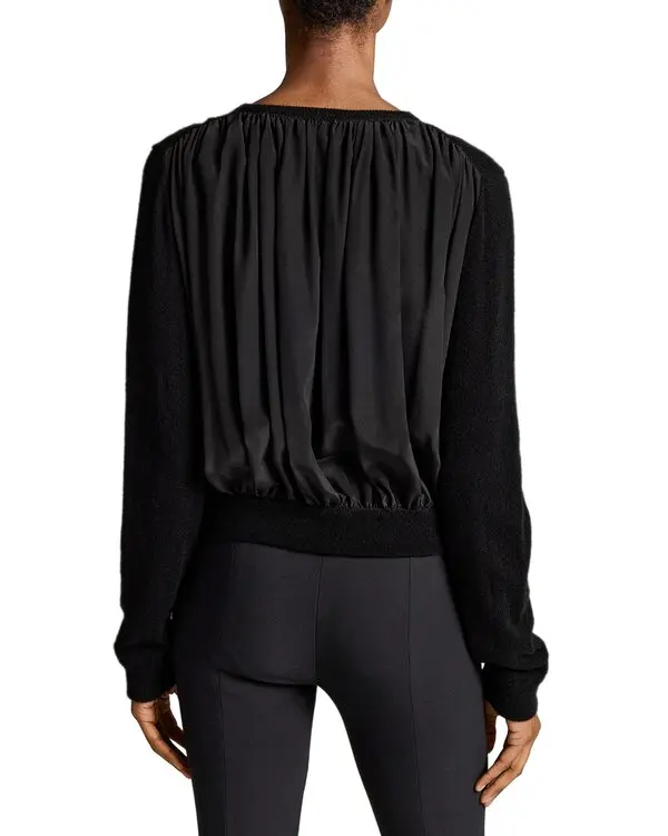 Vince Mixed Media Crewneck Cardigan