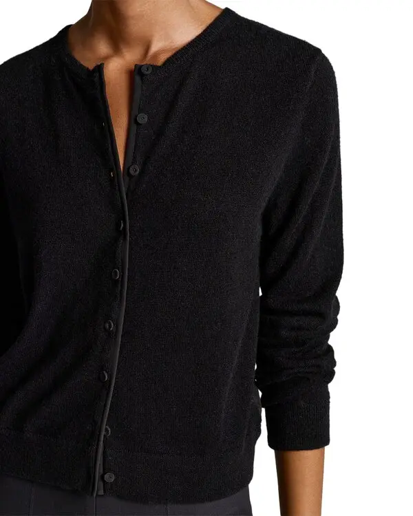 Vince Mixed Media Crewneck Cardigan