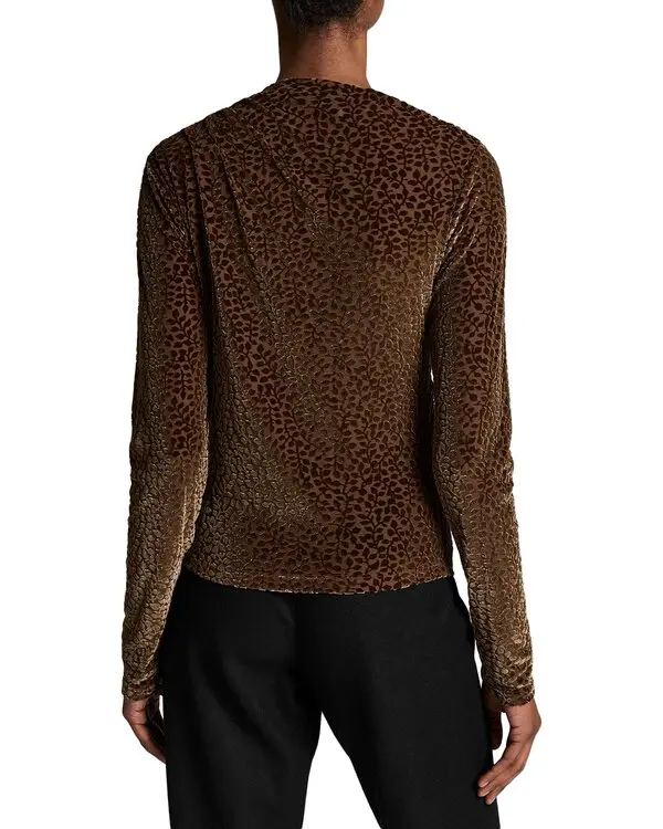 Vince Velour Burnout Vine Pattern Top