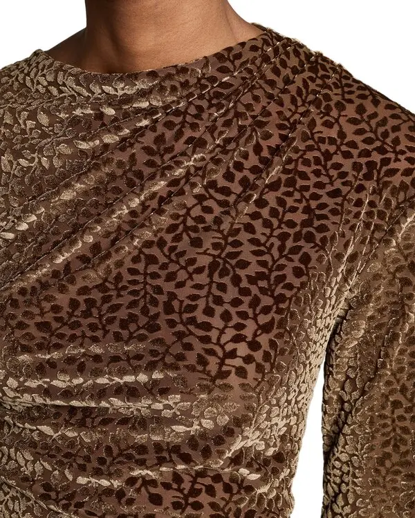 Vince Velour Burnout Vine Pattern Top