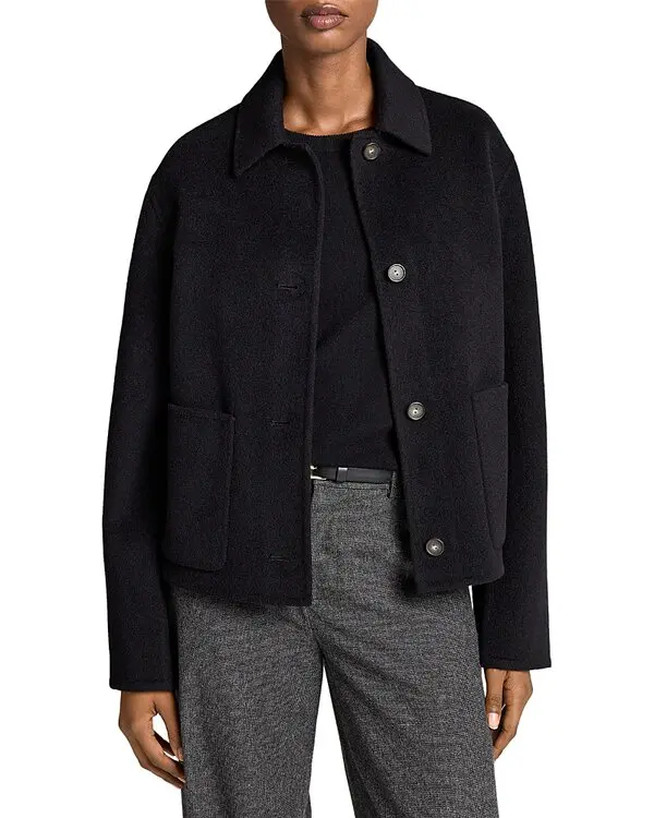 Vince Cash Wool & Cashmere Blend Button Front Jacket - Black