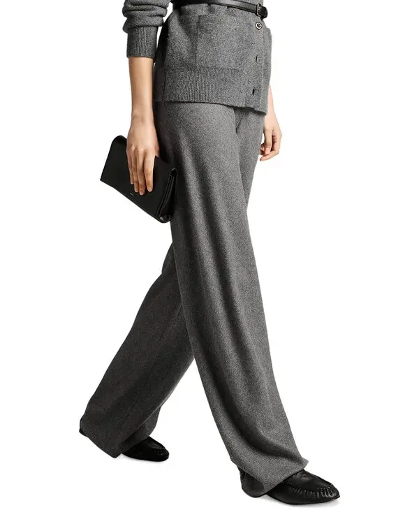 Vince Colette Wool Blend High Waisted Bias Pants - Medium Heather Grey