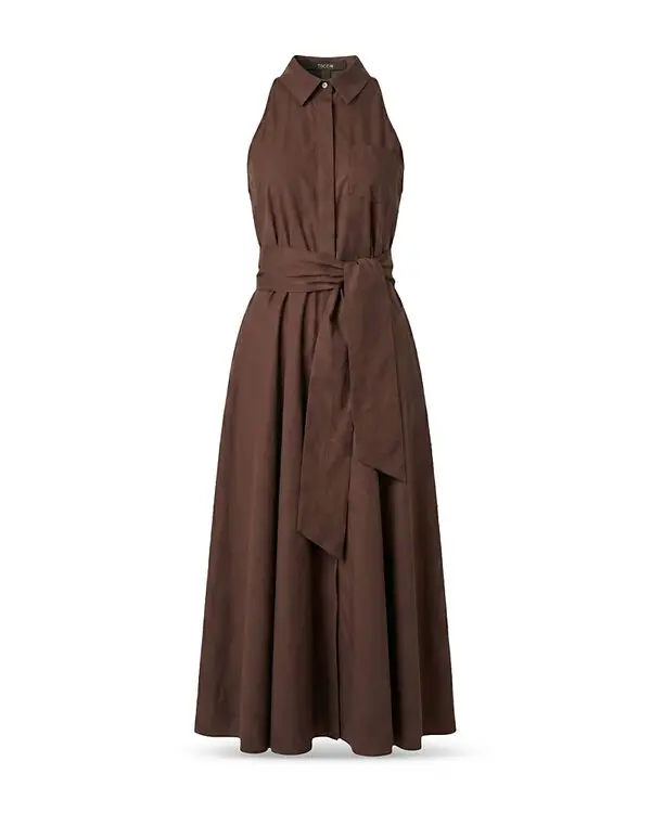 TOCCIN Chelsea Cotton Stretch Midi Shirt Dress - Brown
