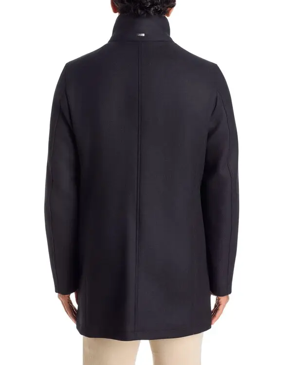 Herno Diagonal Wool Topcoat W/ Removable Fur Collar