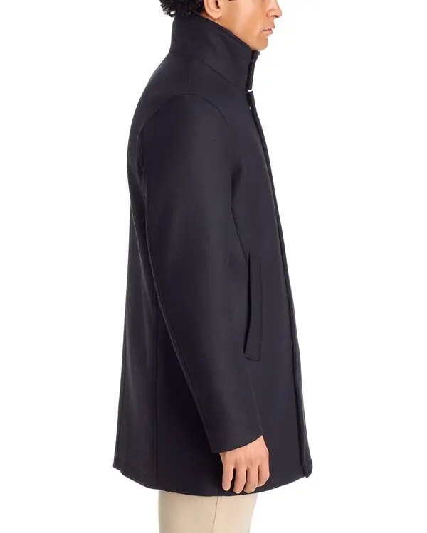 Herno Diagonal Wool Topcoat W/ Removable Fur Collar