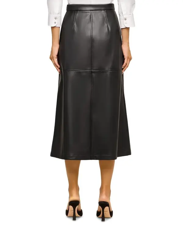 L'Agence Robyn Faux Leather A Line Midi Skirt - Black