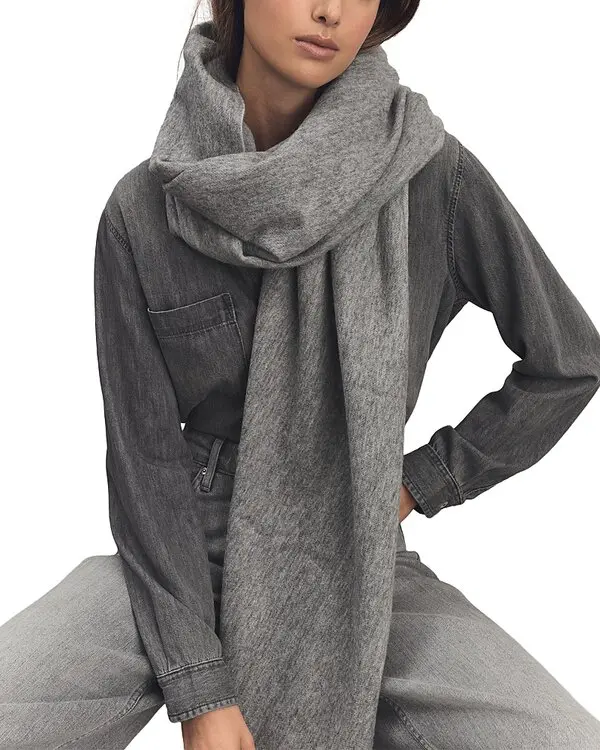REISS Wool & Cashmere Fringed Scarf