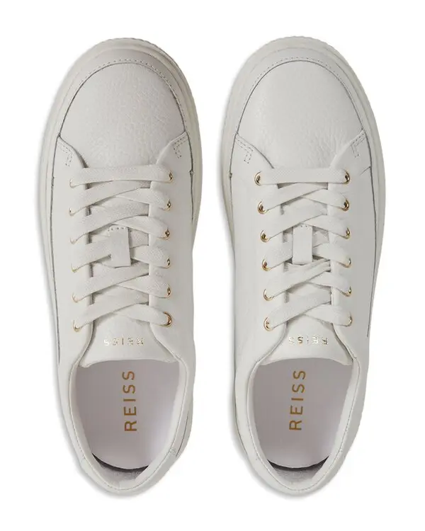 REISS Leanne Grained Leather Low Top Sneakers