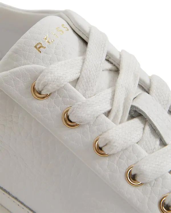 REISS Leanne Grained Leather Low Top Sneakers