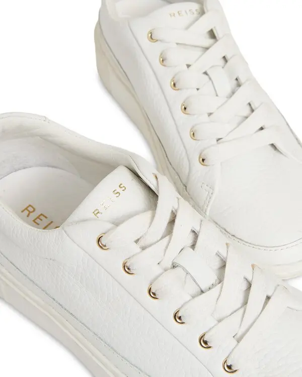 REISS Leanne Grained Leather Low Top Sneakers
