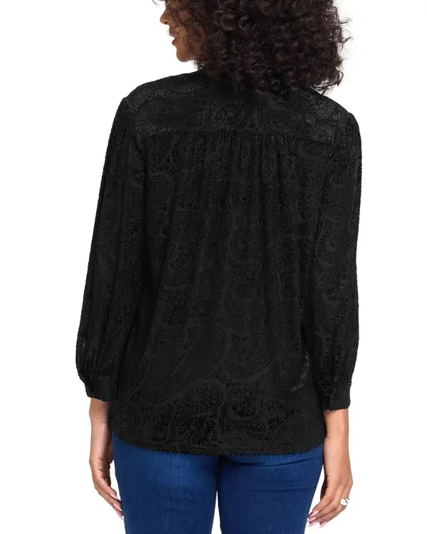 NYDJ Bonnie Burnout Velvet 3/4 Sleeve Blouse